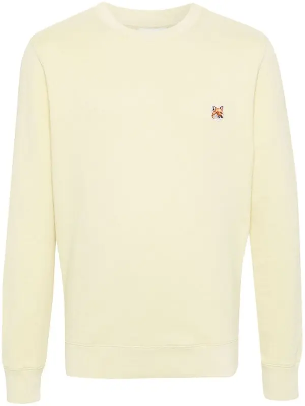 Maison Kitsuné Fox-patch Cotton Sweatshirt - Yellow