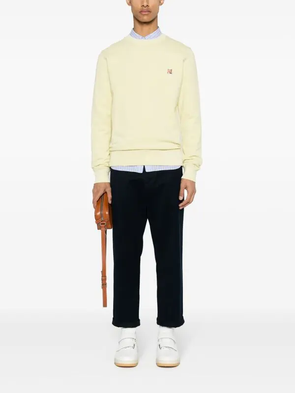 Maison Kitsuné Fox-patch Cotton Sweatshirt - Yellow