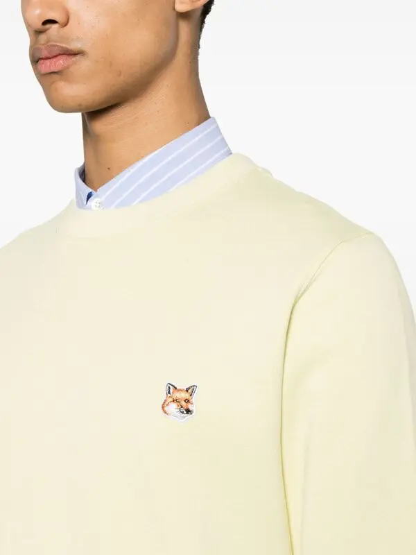 Maison Kitsuné Fox-patch Cotton Sweatshirt - Yellow