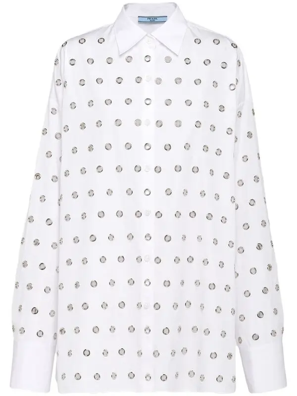 Prada Eyelet-embellished Cotton Shirt