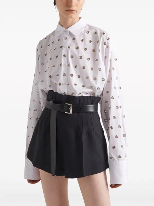 Prada Eyelet-embellished Cotton Shirt