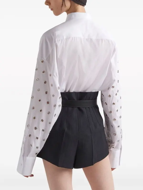 Prada Eyelet-embellished Cotton Shirt