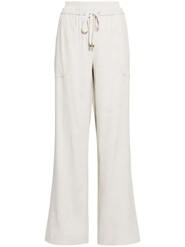 Lorena Antoniazzi Linen-blend Wide-leg Trousers - Neutrals