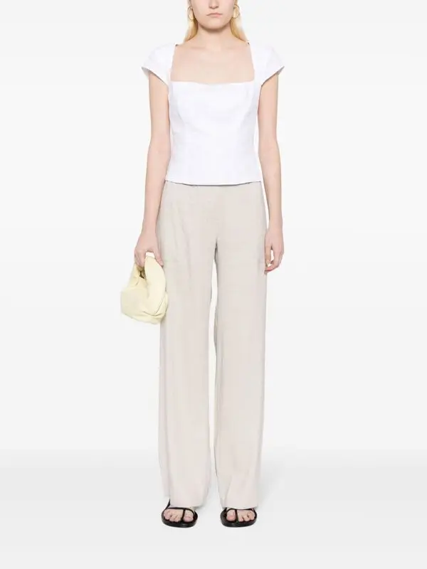 Lorena Antoniazzi Linen-blend Wide-leg Trousers - Neutrals