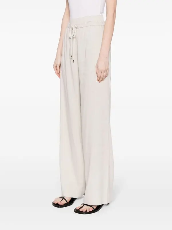 Lorena Antoniazzi Linen-blend Wide-leg Trousers - Neutrals