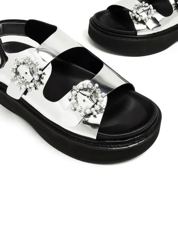 Simone Rocha Buckled Flatform Leather Sandals
