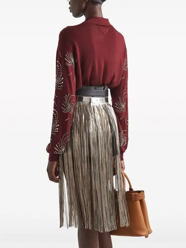 Prada Crystal-embellished Cashmere Polo Shirt