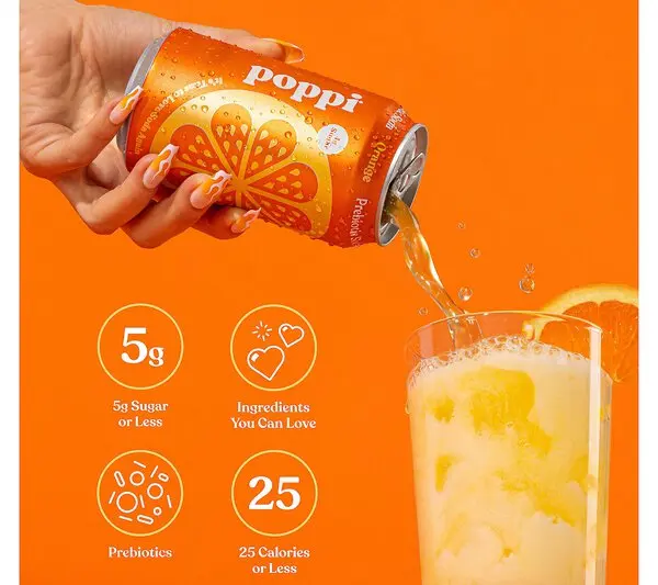POPPI 12-oz Cans Prebiotic Soda Orange