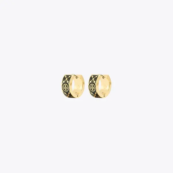 Tory Burch Small Icon T Monogram Hoop Earrings - Tory Gold/black