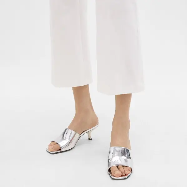 Theory Mule Sandal In Metallic Leather