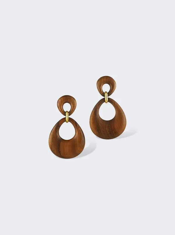 NINA RUNSDORF Catherine Two Tier Argentine Rosewood Drop Earrings - 18k Yellow Gold
