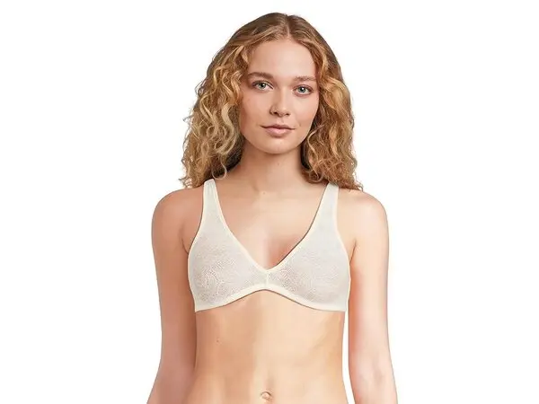 Eberjey Soft Stretch Recycled Lace Plung Bralette Bra Ivory - Bone