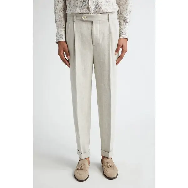 Brunello Cucinelli Chalk Stripe Linen Blend Suit