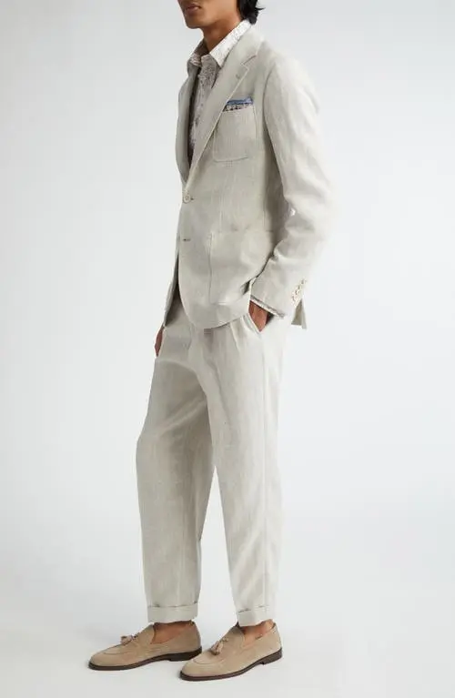 Brunello Cucinelli Chalk Stripe Linen Blend Suit