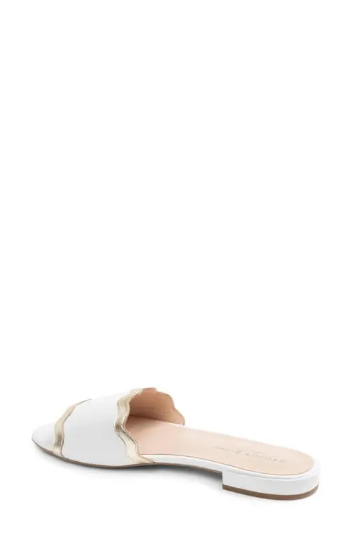 PATRICIA GREEN Emma Raffia Slide Sandal - White/ Gold Leather