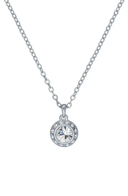 Ted Baker London Soltell Solitaire Crystal Halo Pendant Necklace - Silver Tone Clear Crystal
