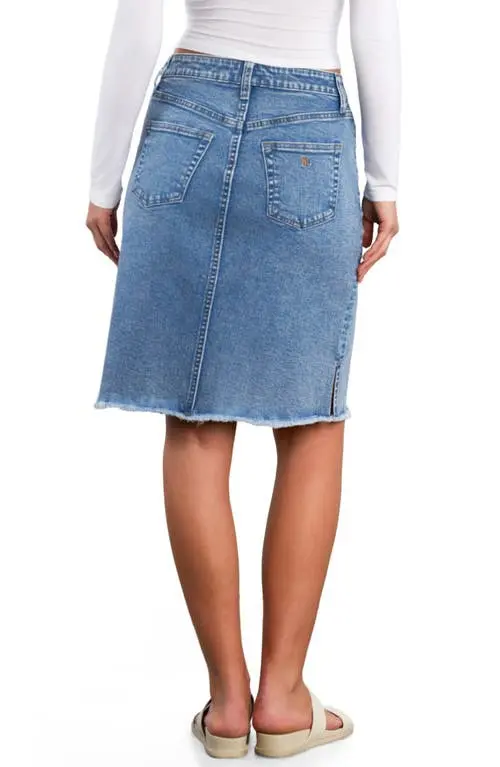 WASH LAB DENIM Fray Hem Pencil Skirt - Denim Dream