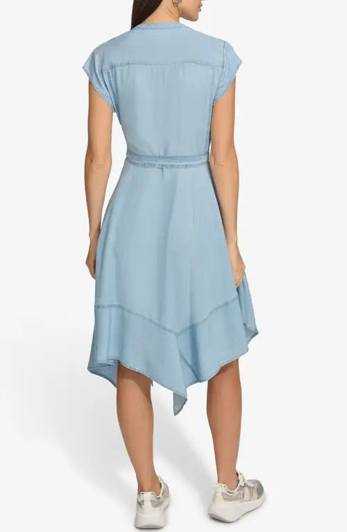 dkny asymmetrical hem dress DKNY Women's Printed Blouson Asymmetric-Hem Dress