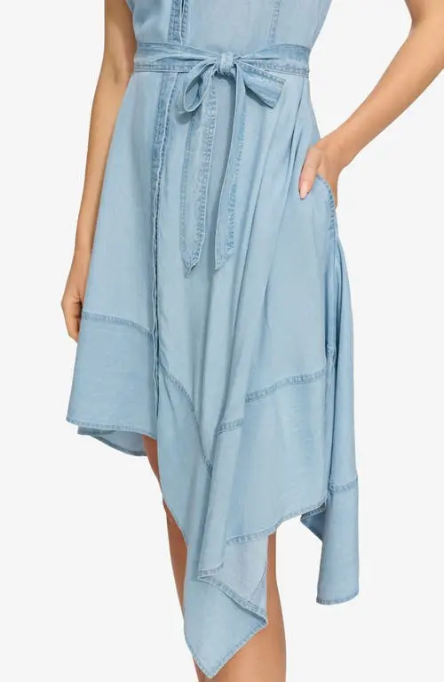 navy blue dress for baby girl DKNY Asymmetrical Rib Knit Midi Dress main image 1