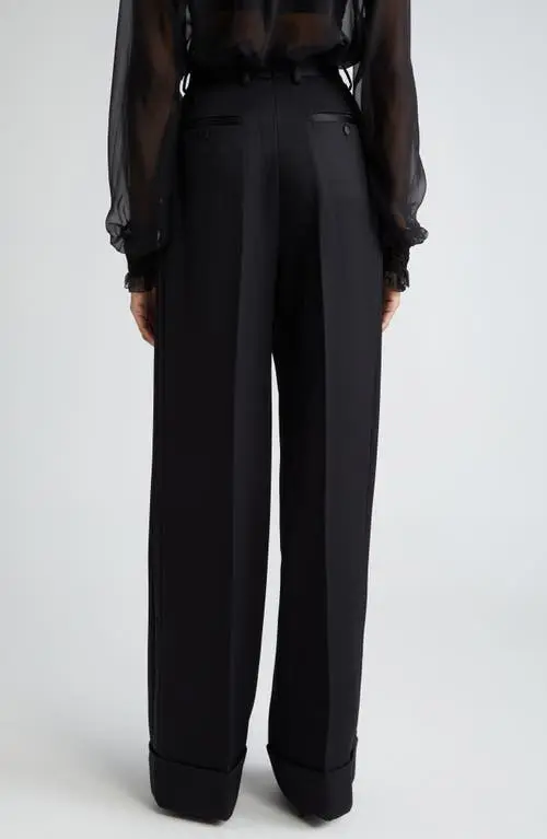 Dolce & Gabbana Pleated Cuff Hem Virgin Wool & Silk Trousers