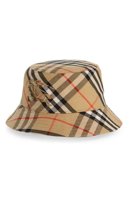 Burberry Ekd Check Twill Bucket Hat - Sand