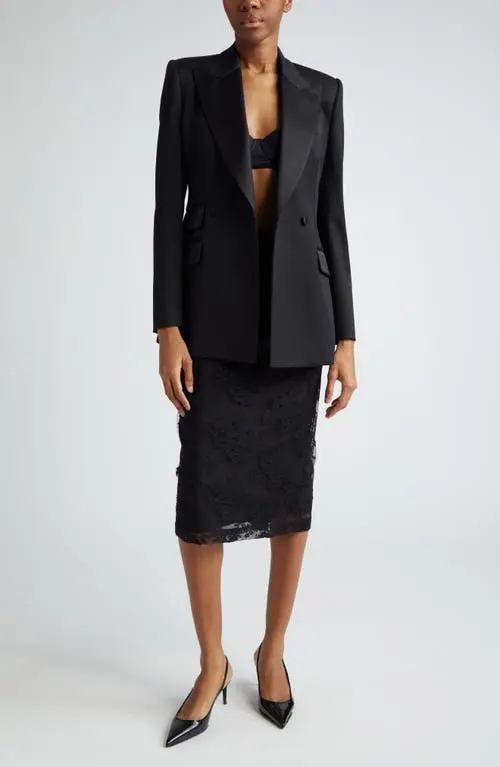 Dolce & Gabbana Double Breasted Wool Blend Tuxedo Jacket