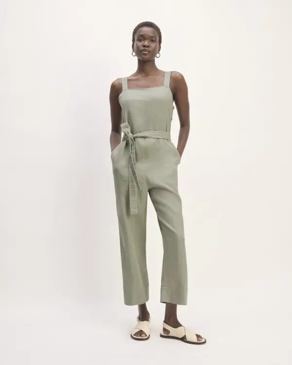 Everlane Linen Side-button Jumpsuit - Sage Green