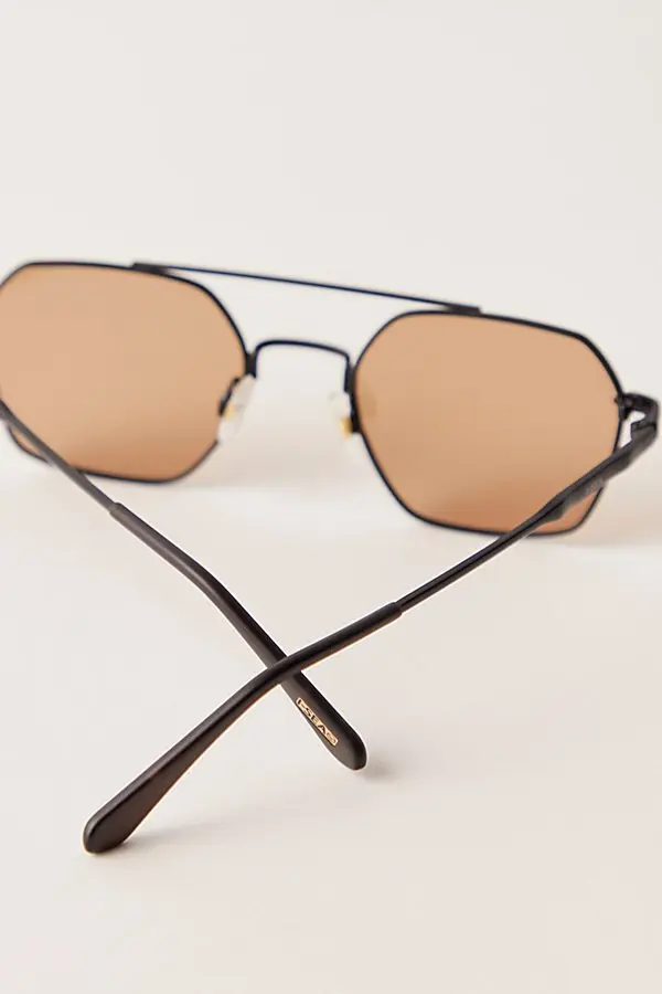Free People Polarized Aviator Sunglasses - Black/cocoa