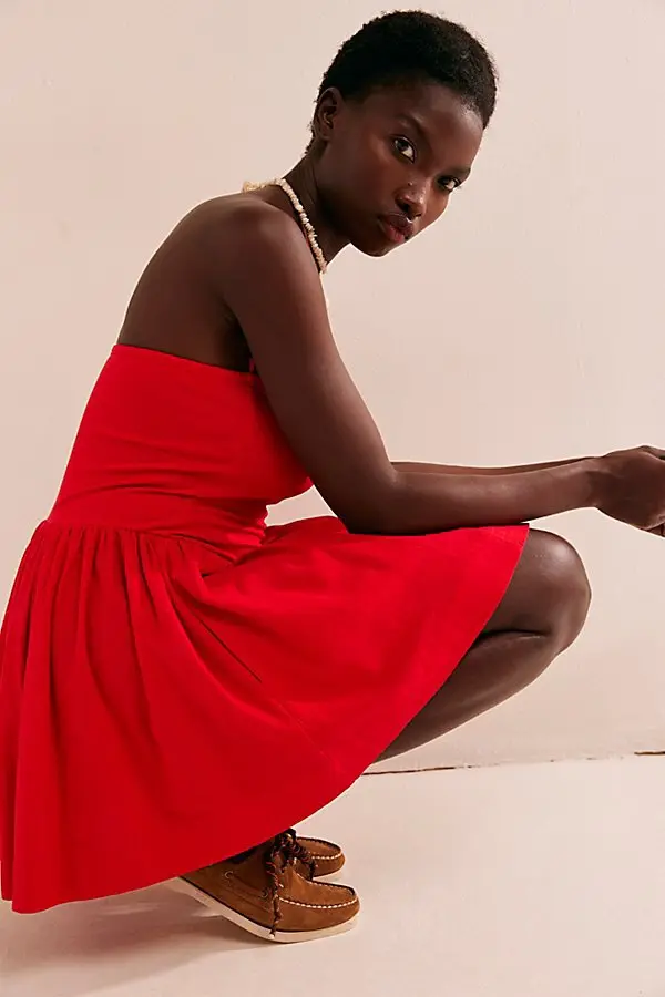 Free People Onda Drop-Waist Tube Mini Dress - Red Convertible | Editorialist