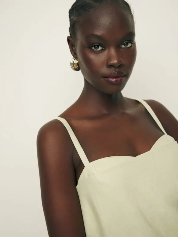 Reformation Lainey Linen Mini Dress In Dried Herbs - 60% Off | Editorialist