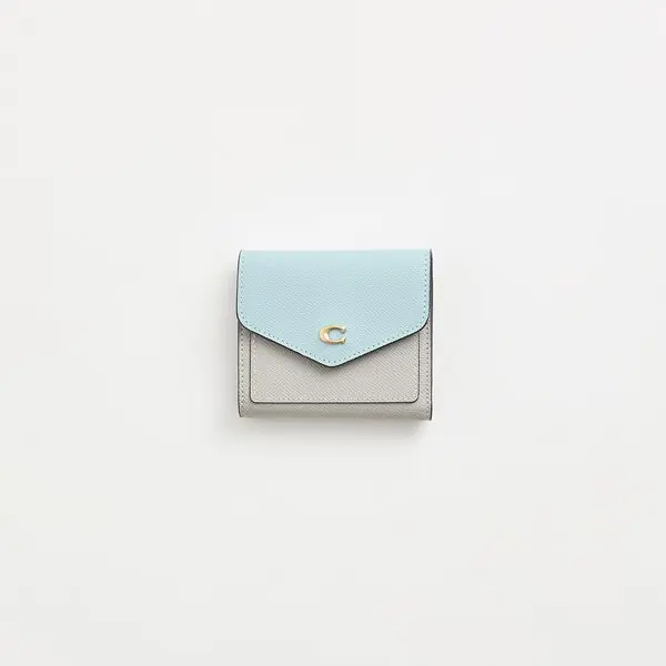 COACH Restored Wyn Small Wallet In Colorblock - Brass/dove Grey Multi