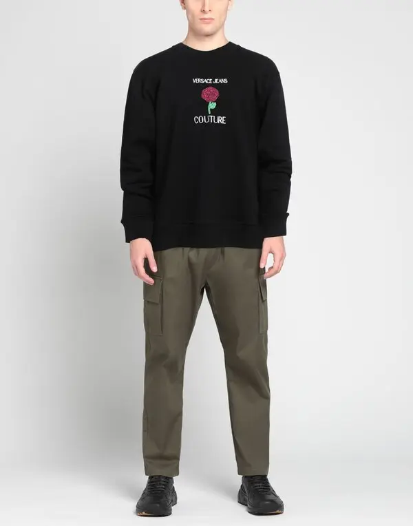 Versace Cotton Sweatshirt With Embroidered Rose Detail