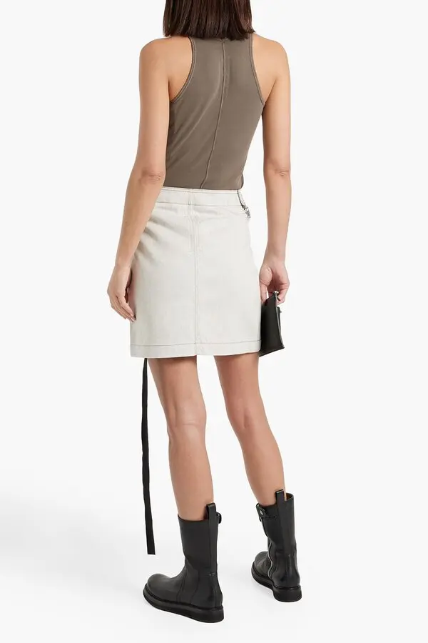 Rick Owens Aircut Zip-Detailed Denim Mini Skirt In Stone - 80% Off