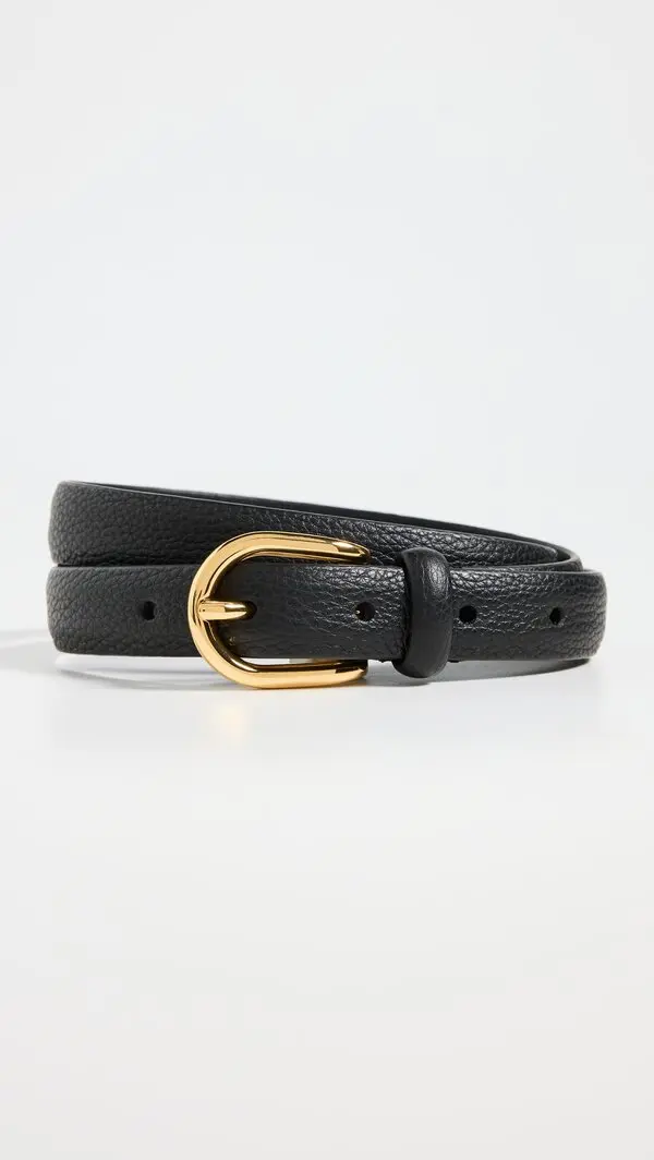 Anderson's Skinny Grained Leather Belt - Black