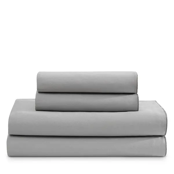 Calvin Klein Pearl Edge Cotton Sateen 300 Thread Count Sheet Set - Medium Grey