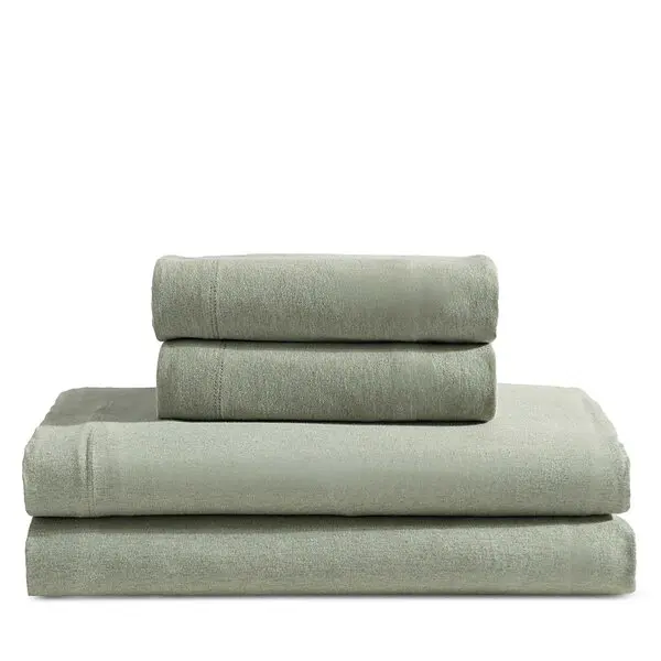 Calvin Klein Modern Melange Jersey 4 Piece Sheet Set - Lichen Green