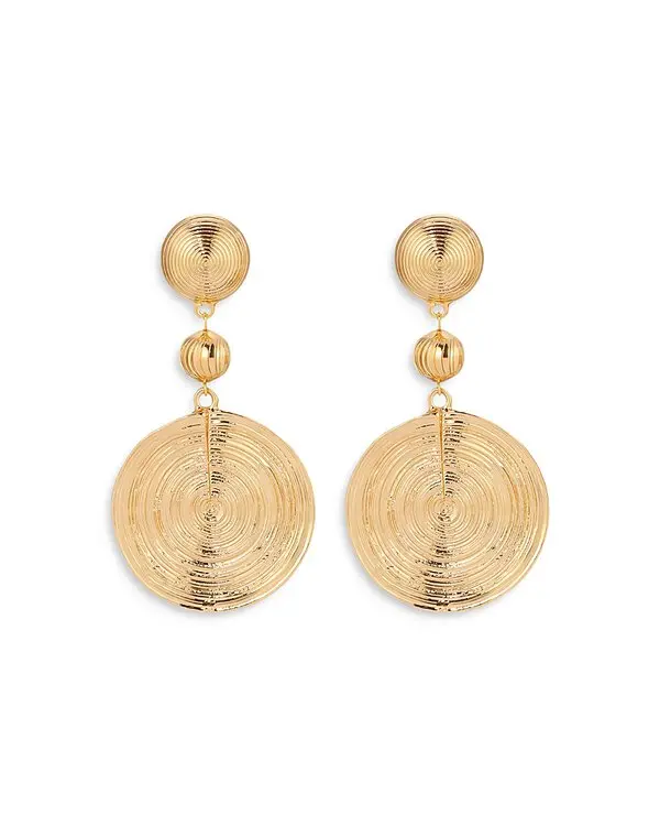 Ettika Textured Double Disc Drop Earrings - Gold
