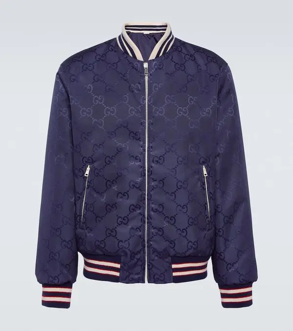 GUCCI リバーシブルナイロンブルゾン GG柄 ネイビー ジャケット Gucci Reversible Gg Bomber Jacket - Blue | Editorialist