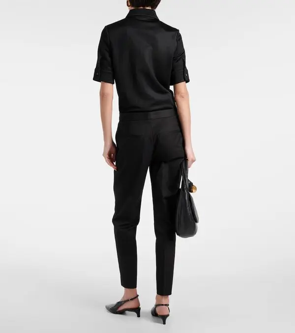 JIL SANDER Cotton Gabardine Straight Leg Trousers