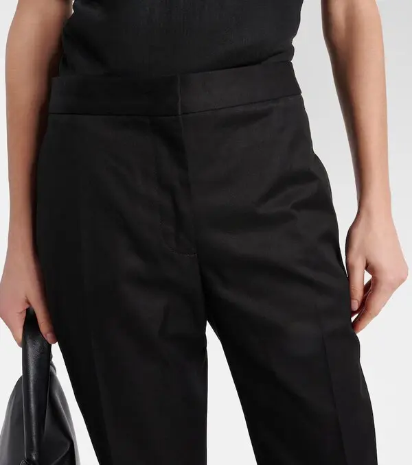 JIL SANDER Cotton Gabardine Straight Leg Trousers