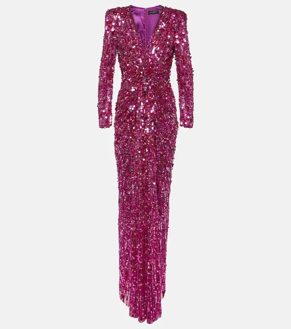 Jenny Packham Gazelle Sequined Gown In Pink 35% Off Editorialist