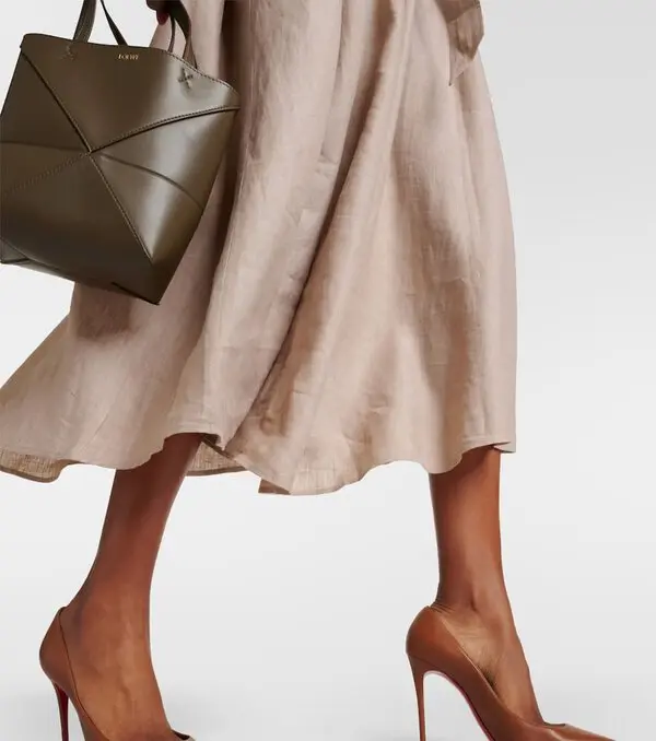 Loro Piana Belted Linen Midi Dress