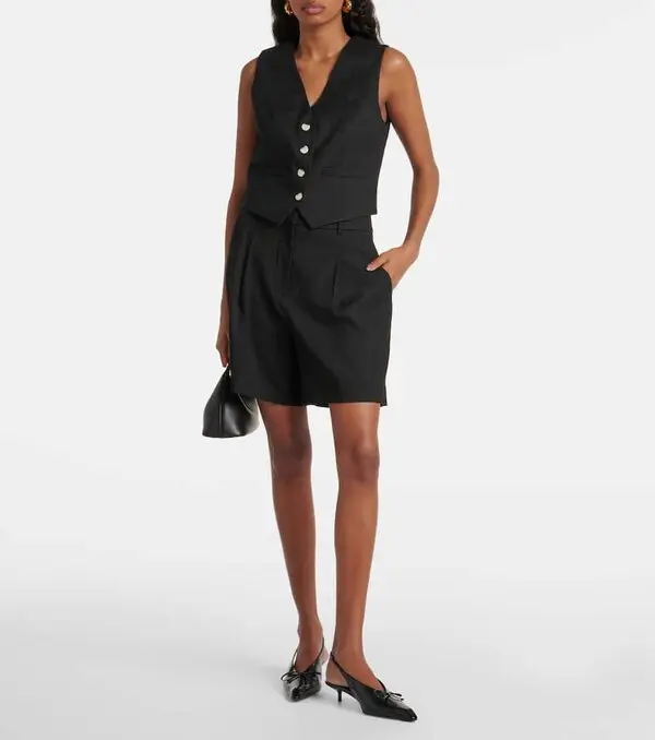Veronica Beard Noemi High-rise Linen-blend Shorts