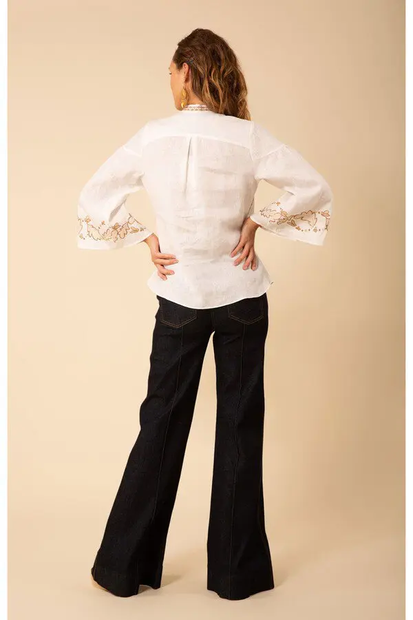 Hale Bob Kaia Embroidered Linen Top