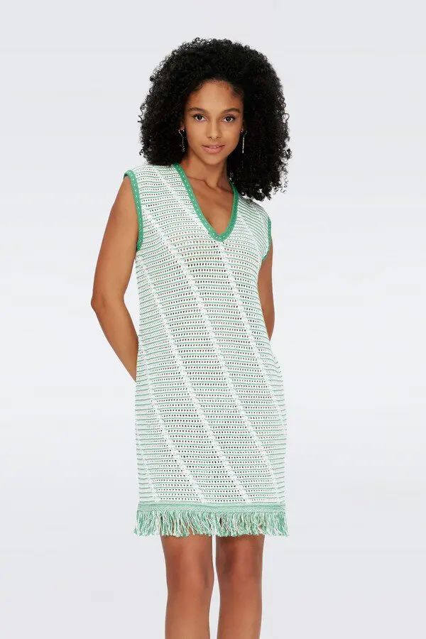 Diane Von Furstenberg Susana Crochet Dress In Green - 30% Off | Editorialist