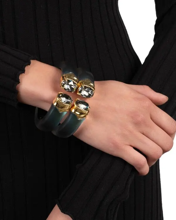 Alexis Bittar Bonbon Crystal Lucite Hinge Bracelet - Black Beetle