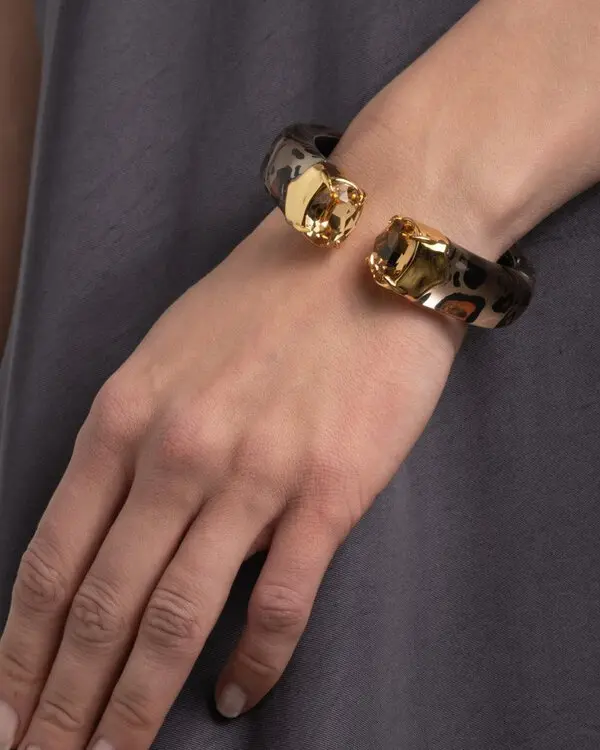 Alexis Bittar Bonbon Crystal Lucite Hinge Bracelet - Leopard