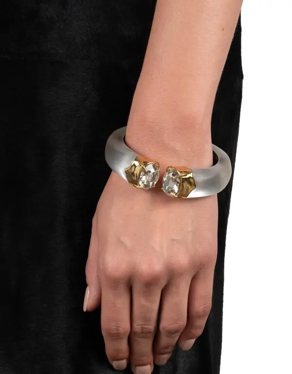 Alexis Bittar Bonbon Crystal Lucite Hinge Bracelet - Silver