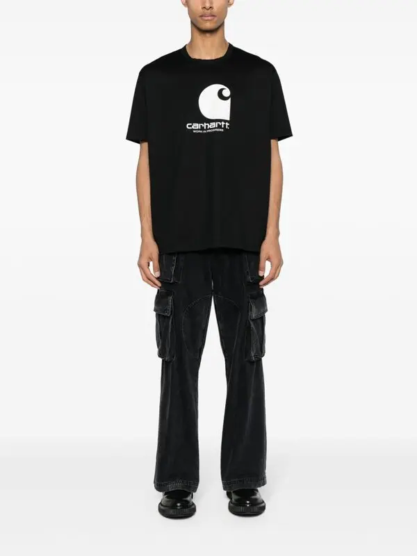 Junya Watanabe X Carhartt Logo-print Cotton T-shirt - Black