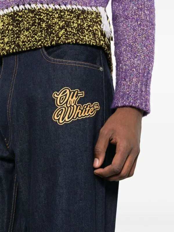 Off-White Logo-embroidered Flared Jeans